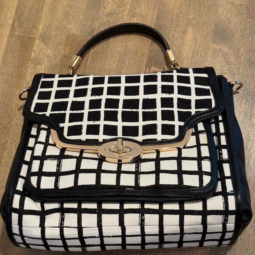 Coach Black And White Checkered Handbag - Gem